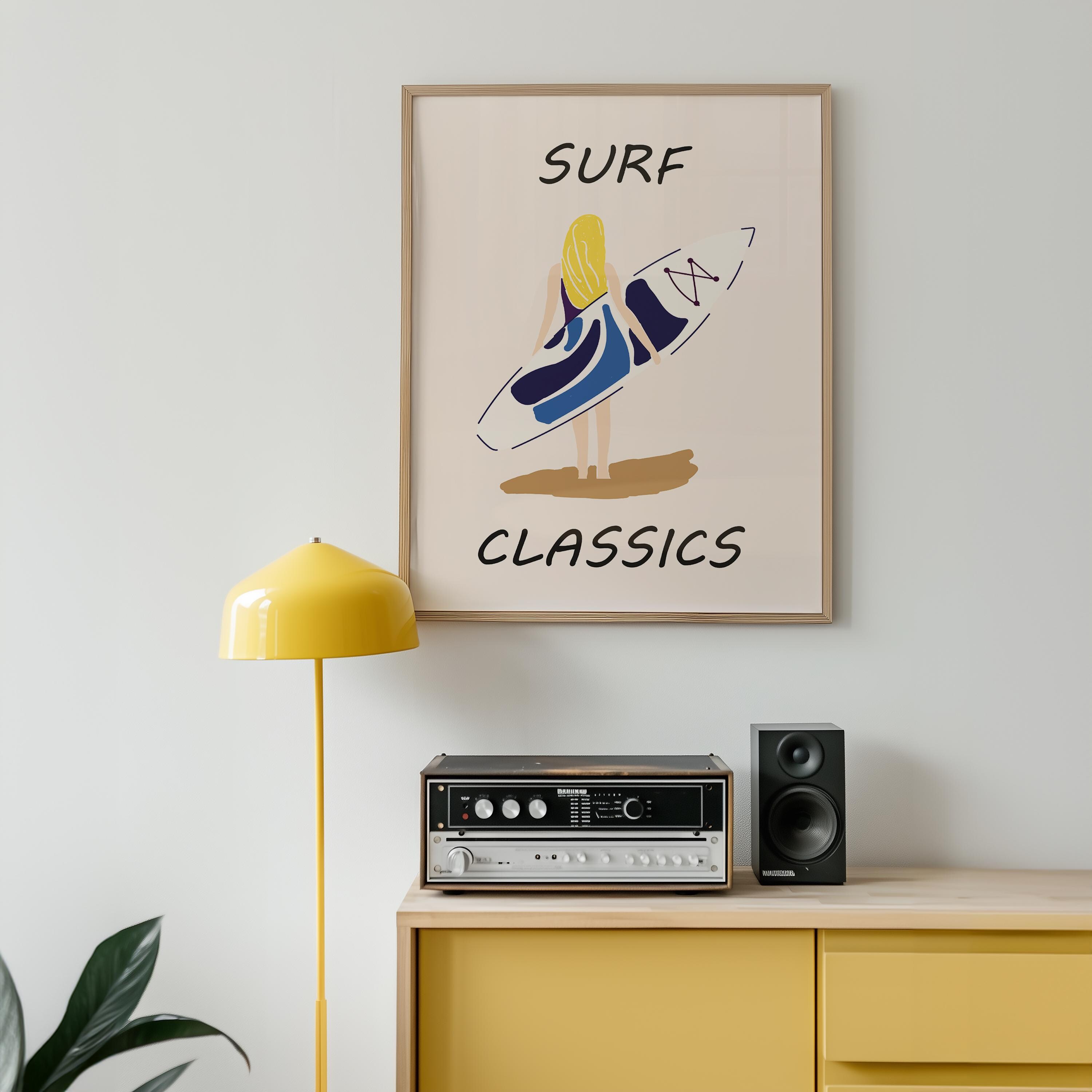 Surf Classics Poster - Minimalist Digital Wall Art | Beach House Decor ...