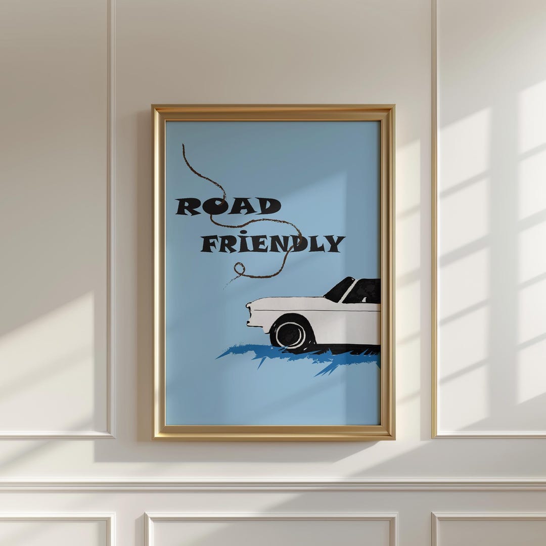 Retro Car Poster | Digital Printable Wall Art | Road Friendly Car ...