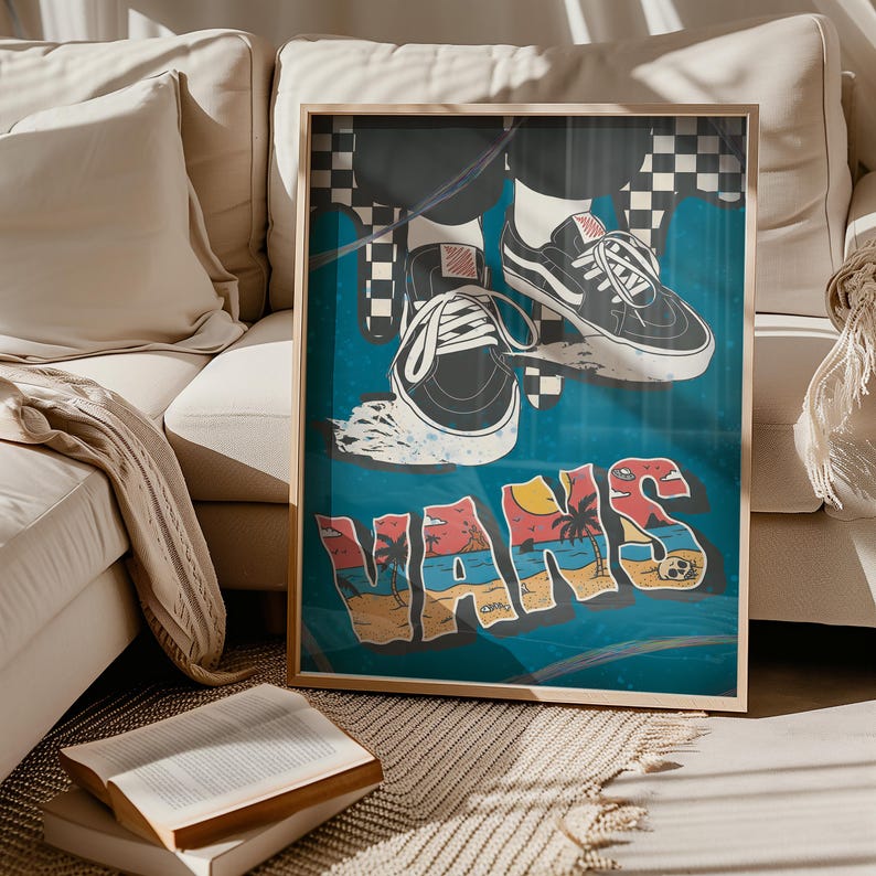 Pôster Vans Old Skool, Arte de Parede Retrô para Skateboarding ...