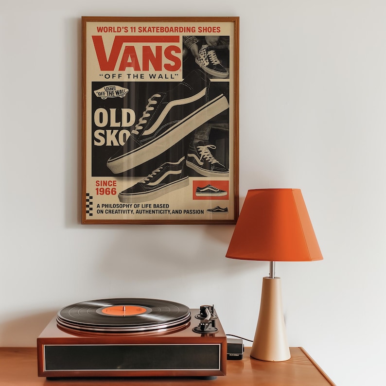 Vintage Vans Old Skool Poster: Retro Skate Culture Wall Art (digital ...