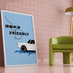 Retro Car Poster | Digital Printable Wall Art | Road Friendly Car ...