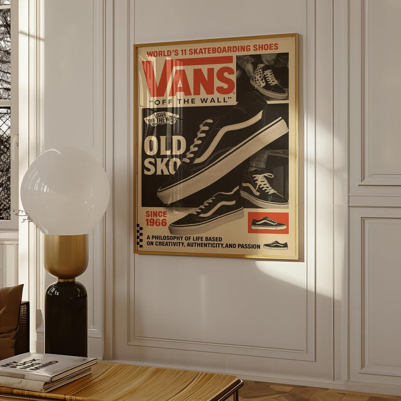 Vintage Vans Old Skool Poster: Retro Skate Culture Wall Art (digital ...