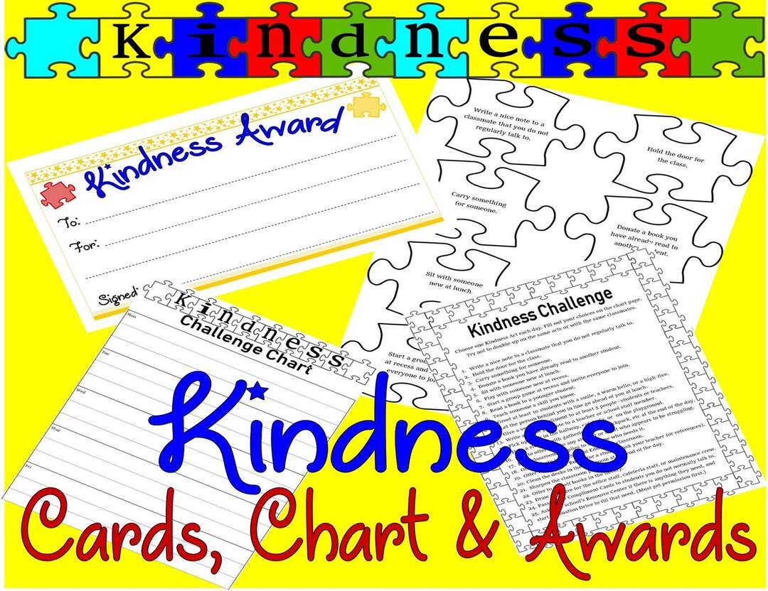 Kindness Challenge Classroom Ideas Charts Awards - Etsy