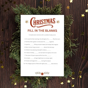 Vintage Christmas Game Fill in the Blanks – Printable Worksheet Holiday ...