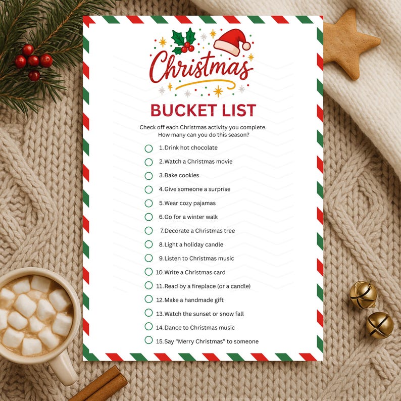 Bucket List Game Printable Christmas Games | Holiday Party Activities ...