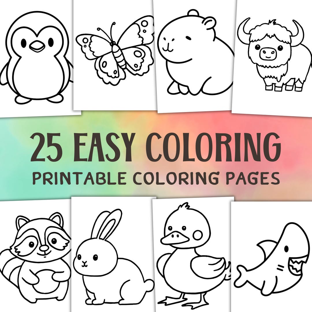 25 Easy Bold Animal Coloring Pages for Kids, Easy Coloring, Printable ...