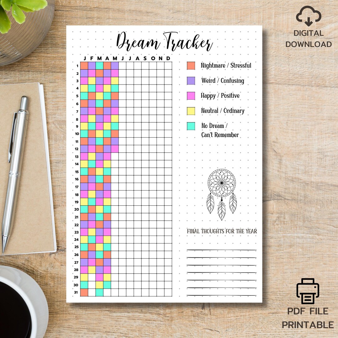 Dream Tracker Printable Journal Page Dream Log Printable Planner Page ...