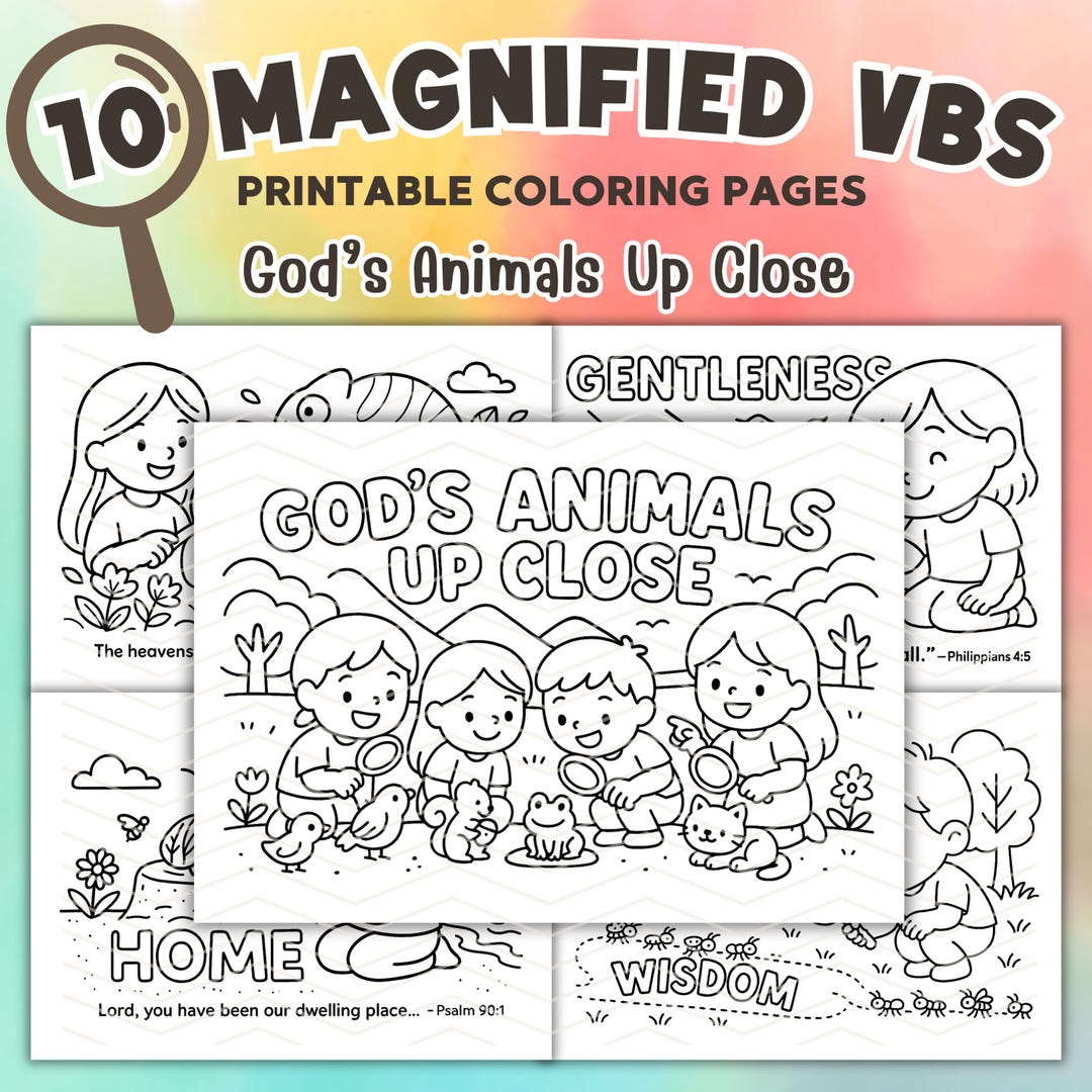 Magnified VBS 2025 Coloring Pages: God's Animals Bible Activity (PDF ...