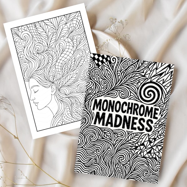 Monochrome Colouring Book - Etsy