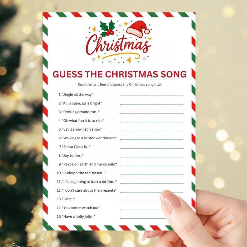 Guess the Christmas Song Game Printable Christmas Games | Holiday Party ...