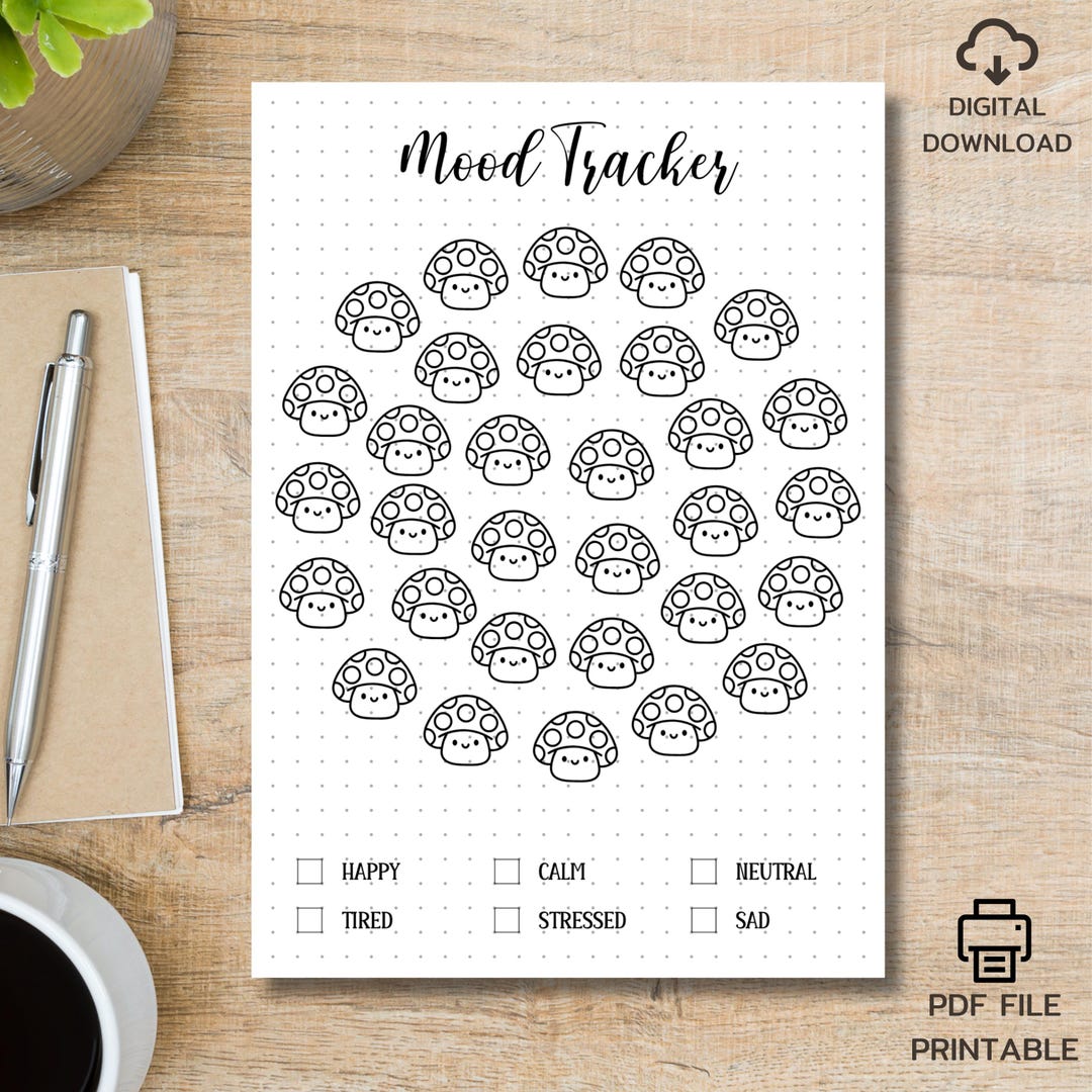 Mushroom Mood Tracker, Printable Journal Page, Printable Templates ...