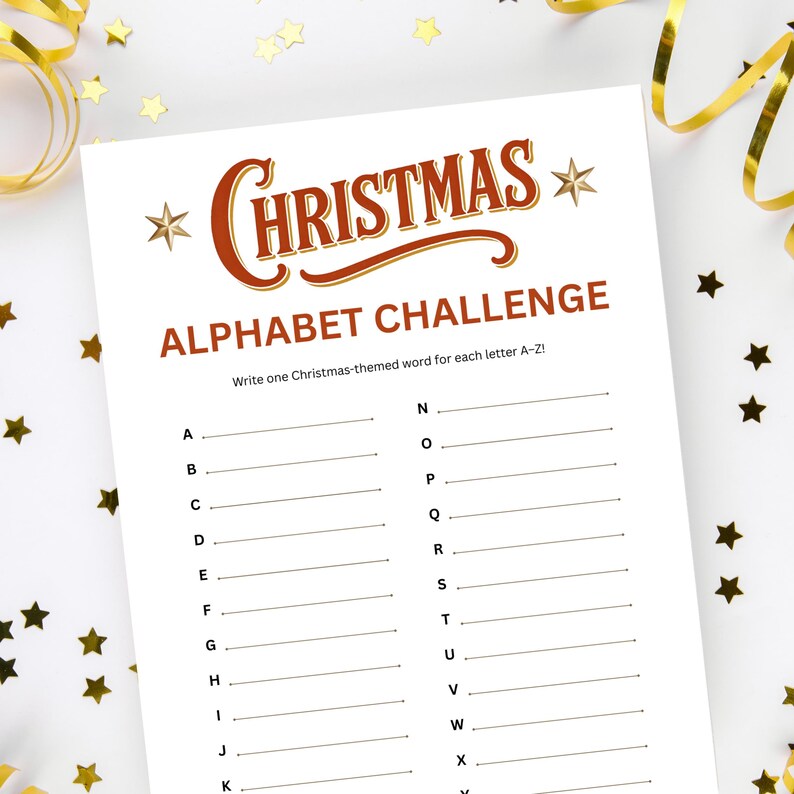 Vintage Christmas A–Z Alphabet Challenge Printable | Fun Holiday Party ...