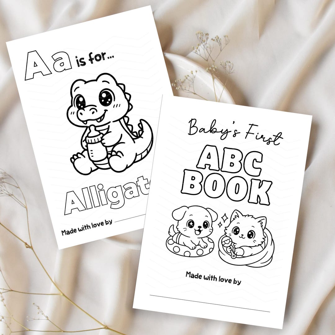 ABC Baby Animal Coloring Book: Baby Shower Activity (digital Download ...