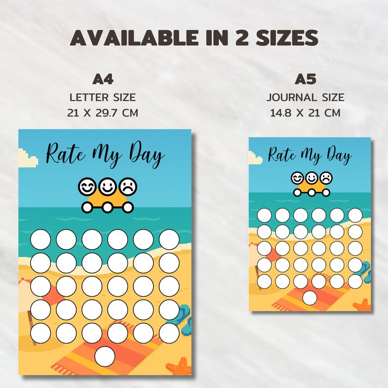 Summer Mood Tracker Printable: Daily Journal Page (A4, A5 Digital ...