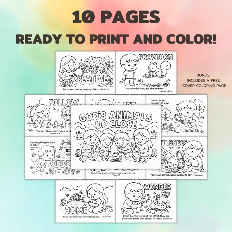 Magnified VBS 2025 Coloring Pages: God's Animals Bible Activity (PDF ...