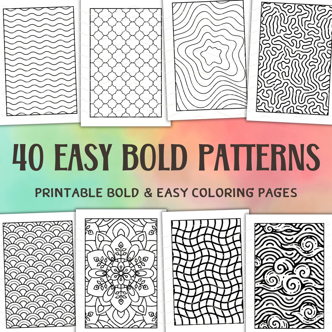 Easy Bold Patterns Coloring Pages Mindfulness Coloring Mental Health ...