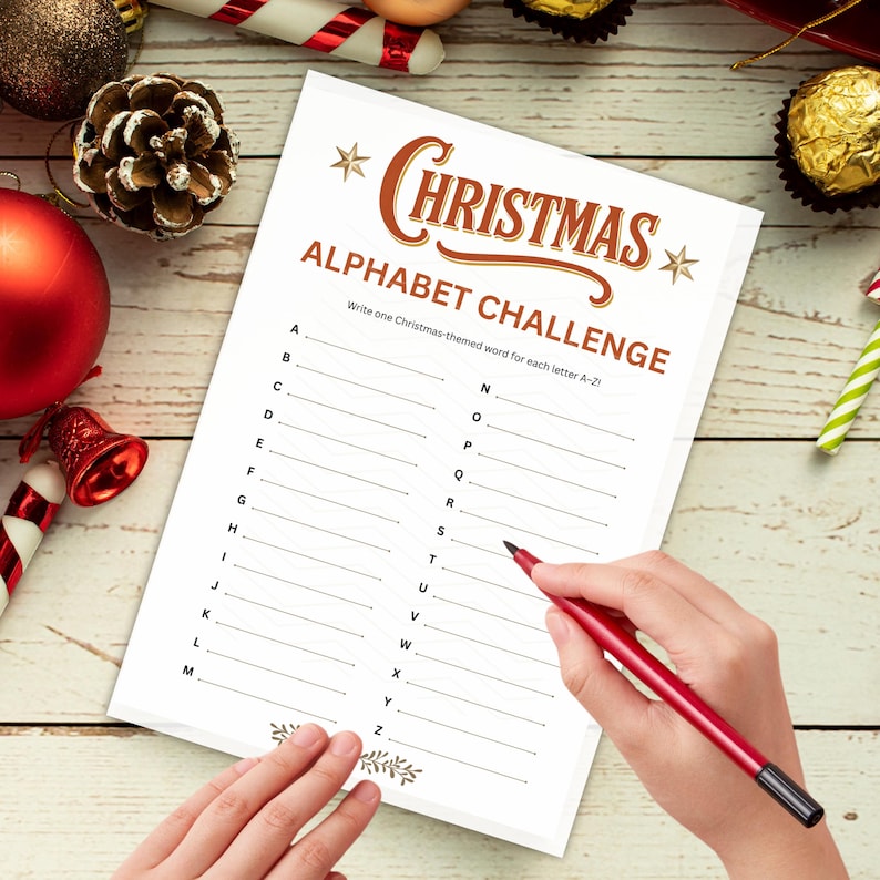 Vintage Christmas A–Z Alphabet Game – Printable Worksheet (PDF) - Etsy