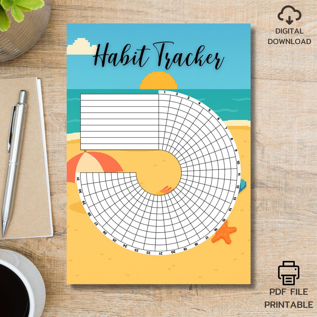 Summer Habit Tracker Printable: Circular Journal Page (digital Download ...