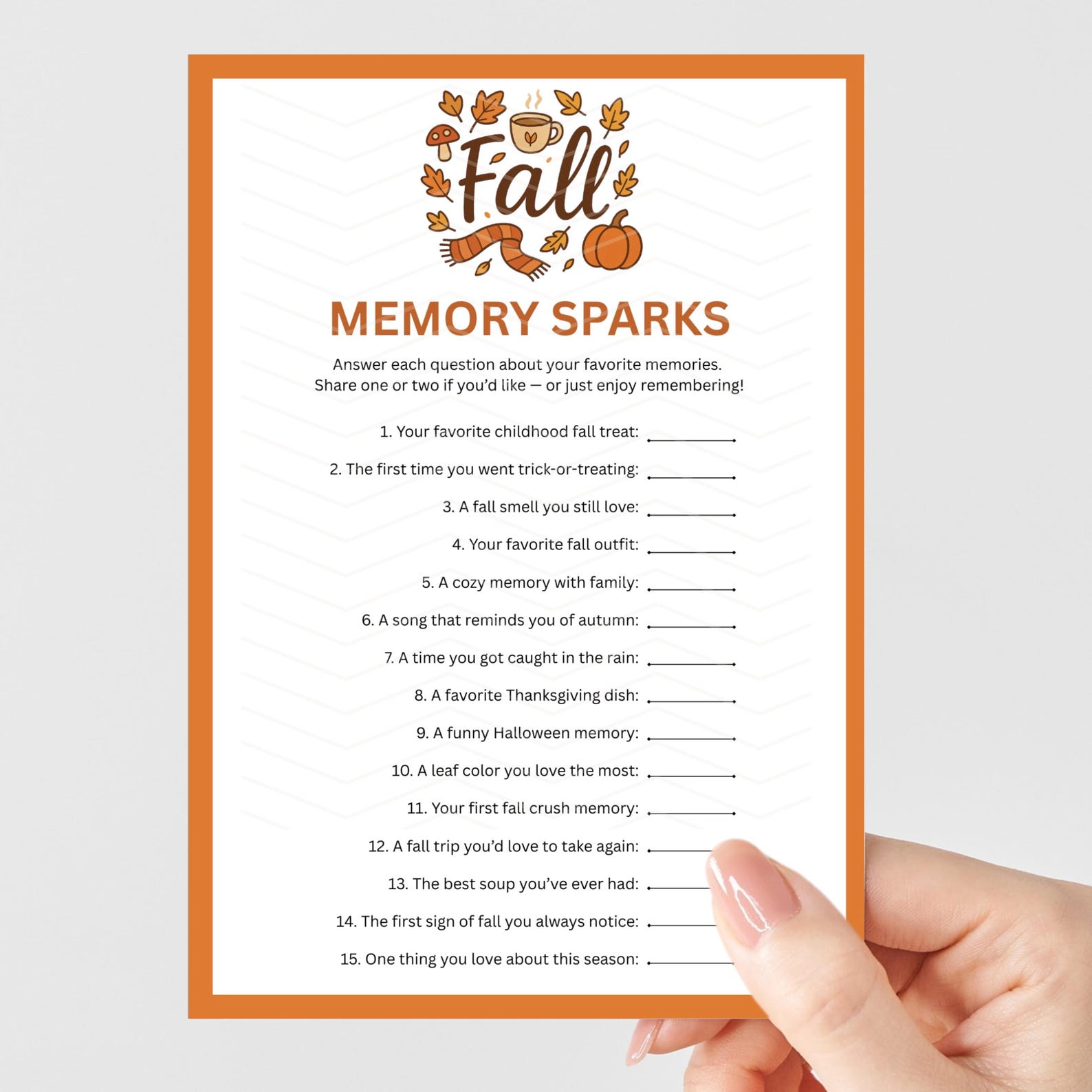 Memory Sparks Game Printable Fall Icebreaker Games Autumn Party ...