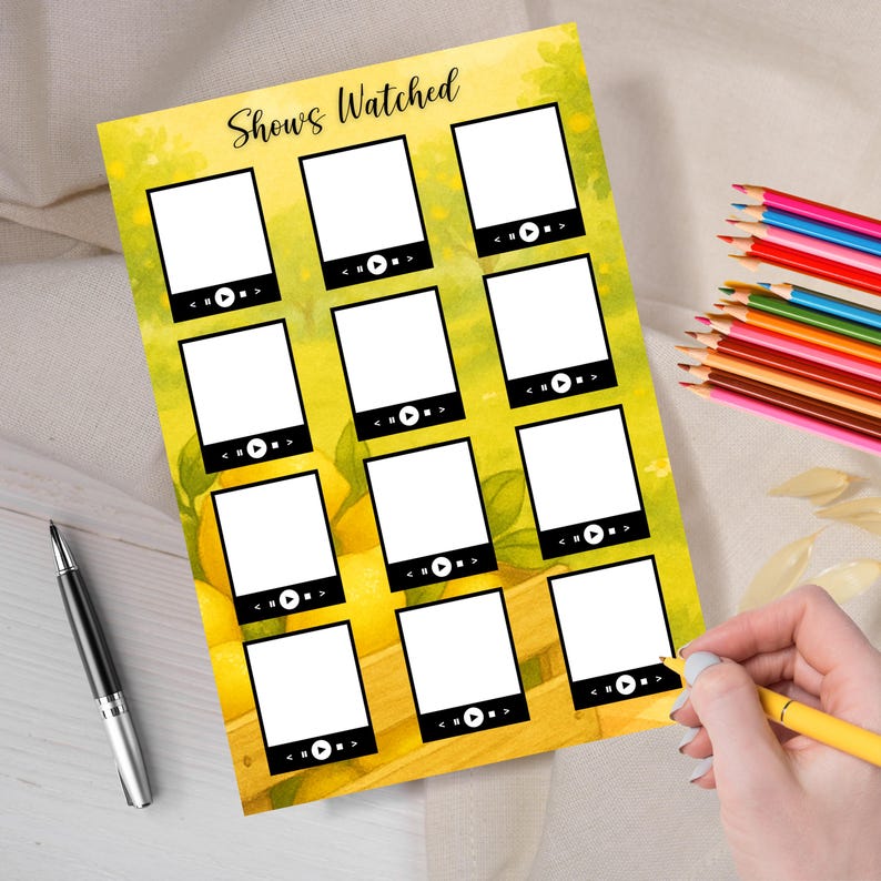 Lemon Shows Watched Tracker: Printable Journal Page (digital Download ...