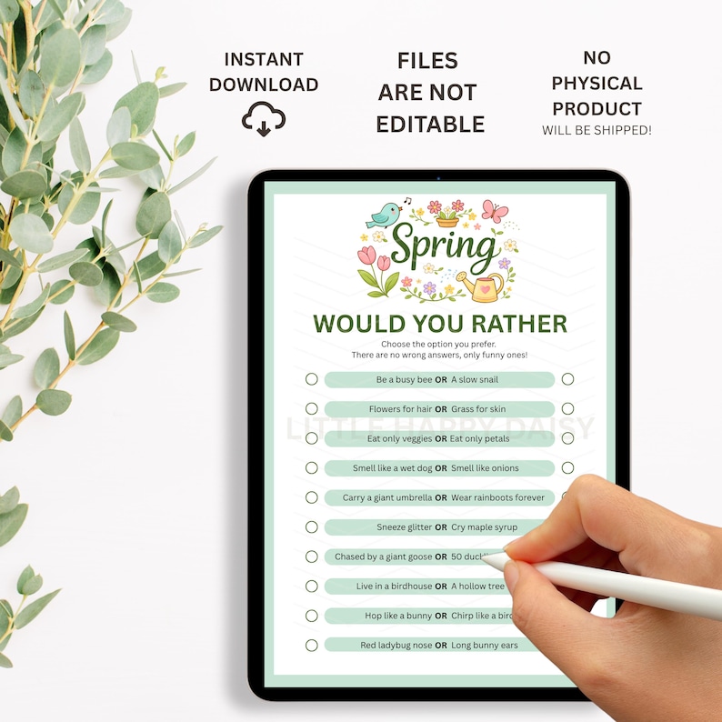 Would You Rather Printable Game, Spring Icebreaker Games Conversation ...
