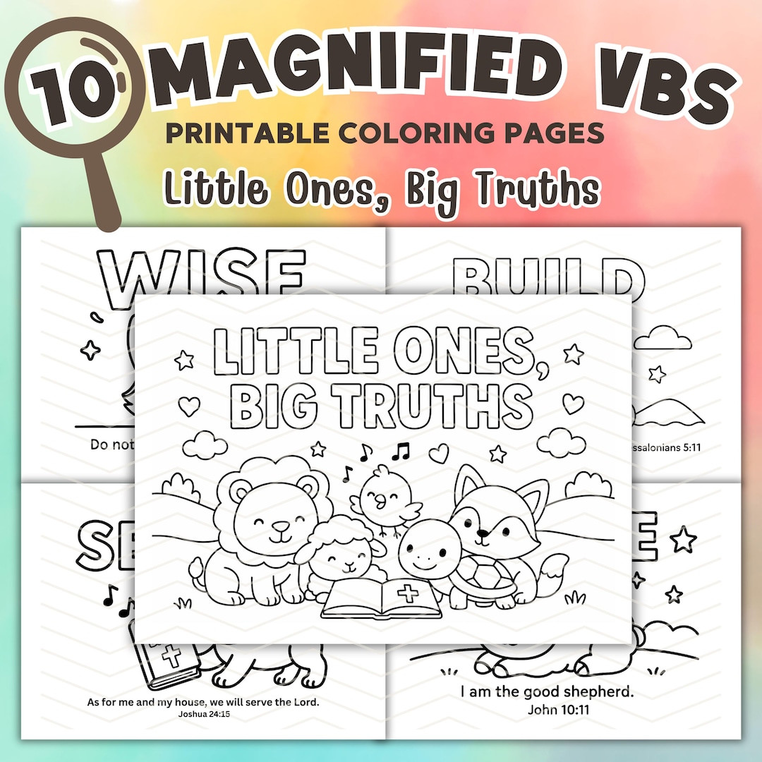 Christian Coloring Pages for Kids: Magnified VBS Bible Animal Activity ...