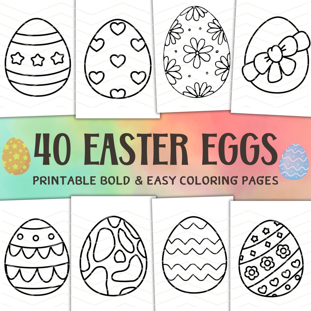 Easter Eggs Coloring Pages for Kids Simple Bold & Easy Coloring ...