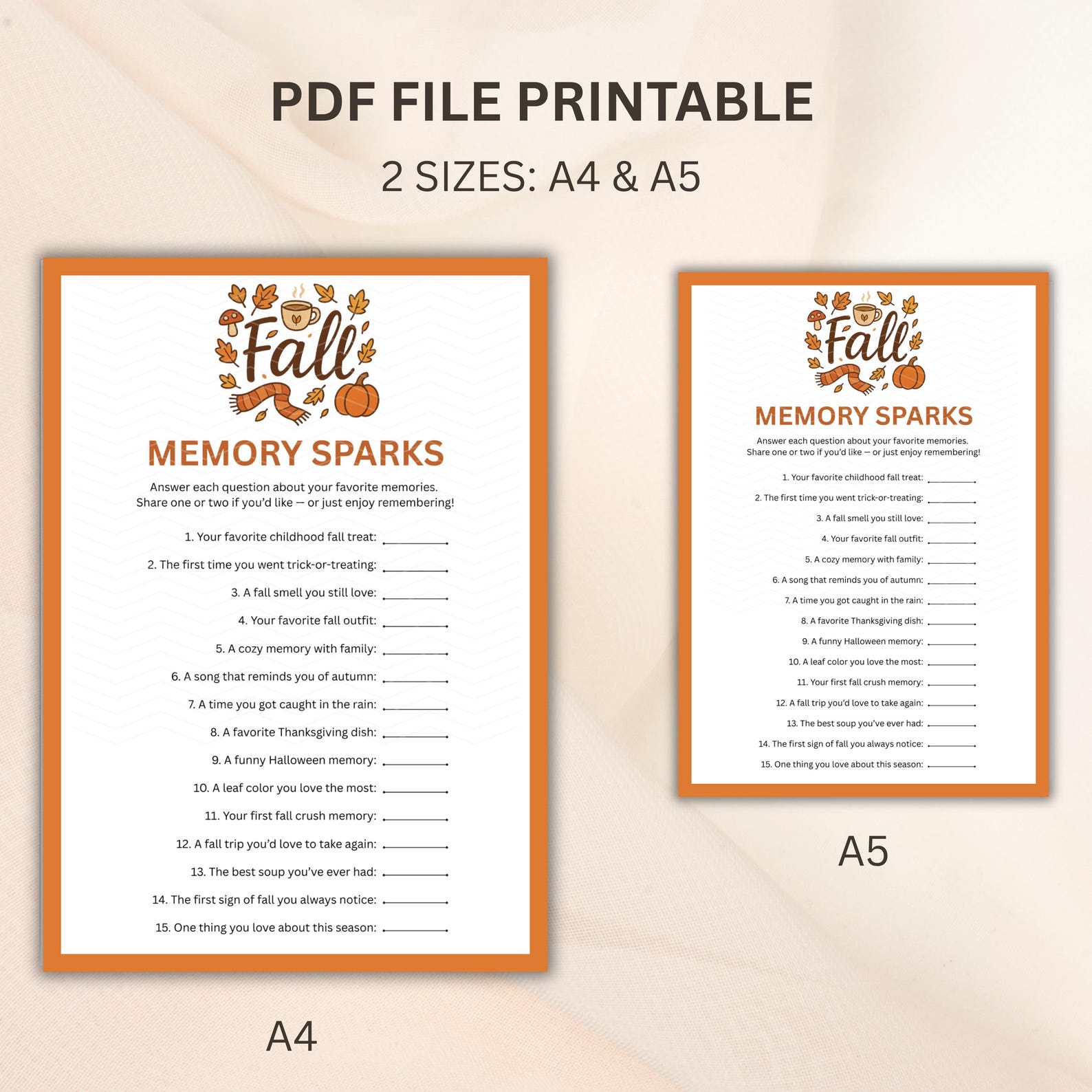 Memory Sparks Game Printable Fall Icebreaker Games Autumn Party ...