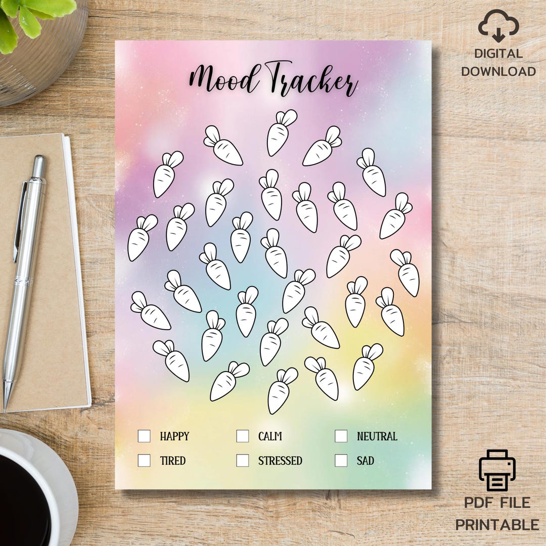 Colorful April Mood Tracker Printable Journal Page Pre-colored Journal ...