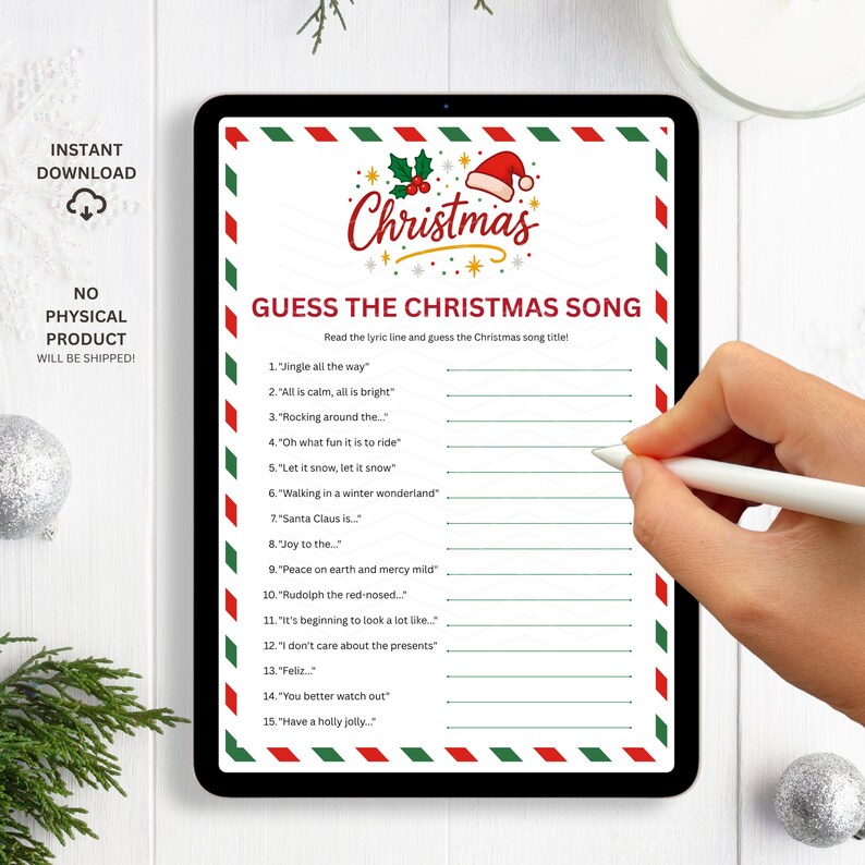 Guess the Christmas Song Game Printable Christmas Games | Holiday Party ...