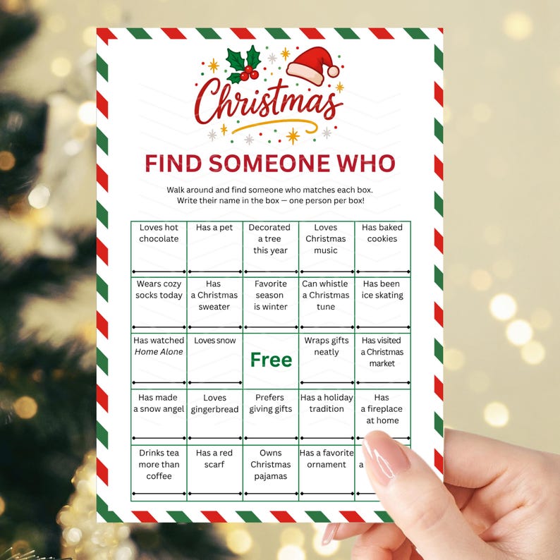 Find Someone Who Game Printable Christmas Games | Holiday Party ...