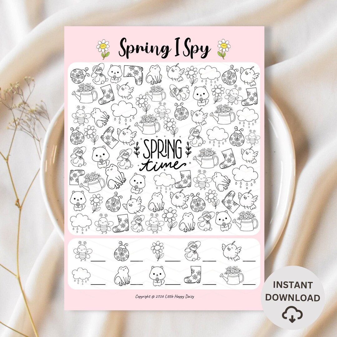 Spring I Spy Game Printable: Kids Search and Find Activity (digital ...