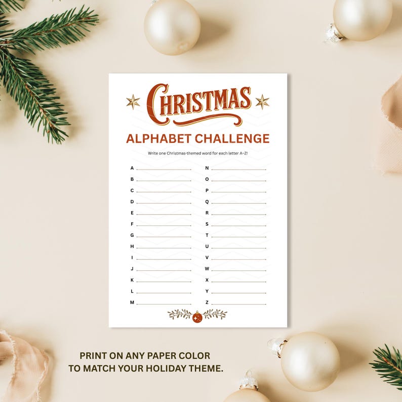 Vintage Christmas A–Z Alphabet Challenge Printable | Fun Holiday Party ...