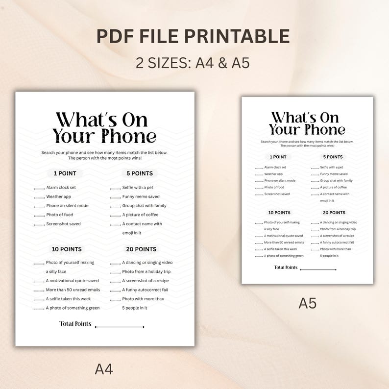 What's on Your Phone Game – Printable Icebreaker (PDF A4 & A5) - Etsy