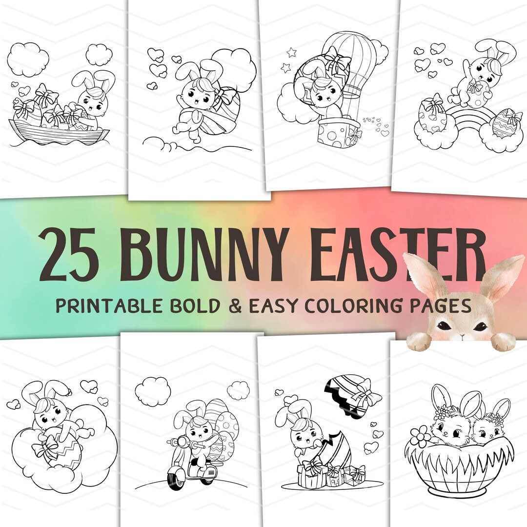 Bunny Easter Coloring Pages for Kids Simple Bold & Easy Coloring ...