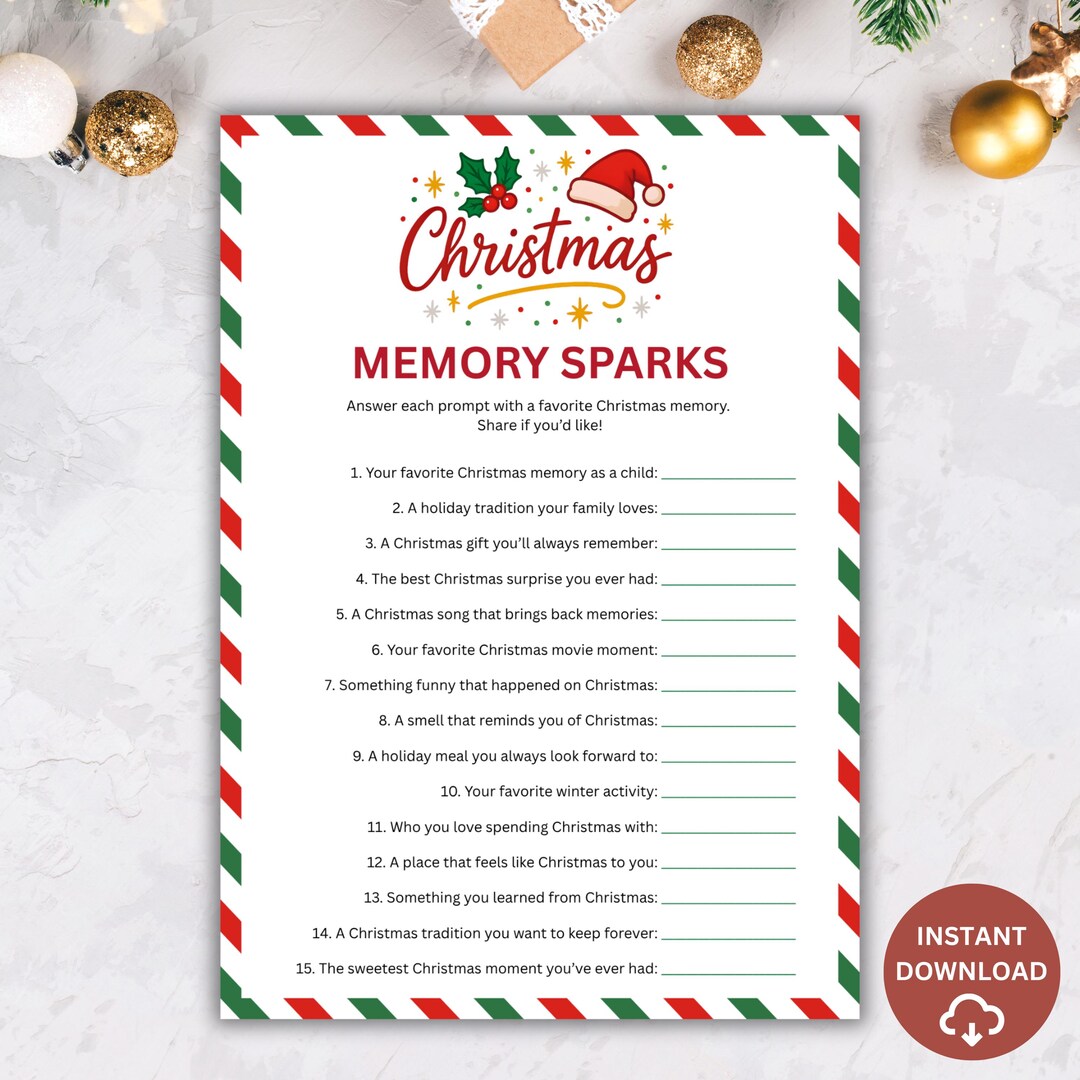 Memory Sparks Game Printable Christmas Games | Holiday Party Activities ...