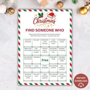 Find Someone Who Game Printable Christmas Games | Holiday Party ...