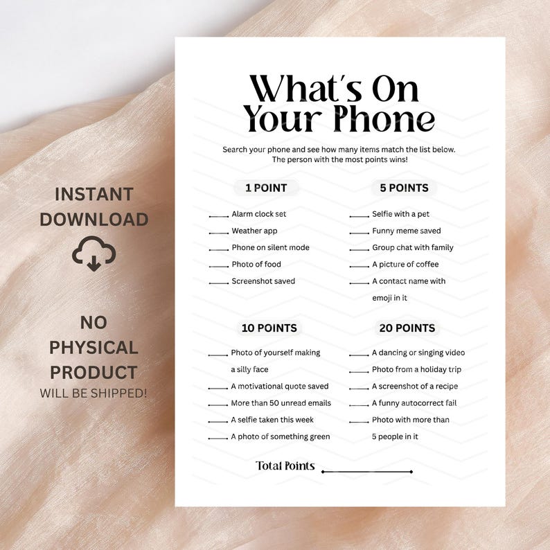What's on Your Phone Game – Printable Icebreaker (PDF A4 & A5) - Etsy