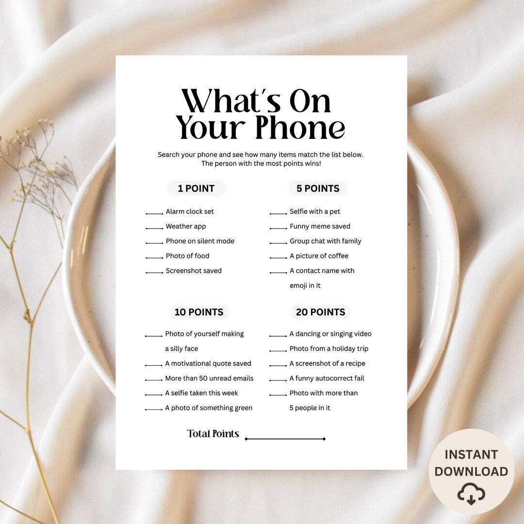What's on Your Phone Game – Printable Icebreaker (PDF A4 & A5) - Etsy
