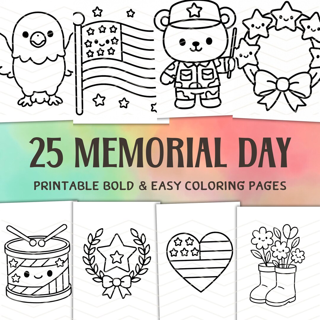 25 Memorial Day Coloring Page for Kids Simple Bold Easy Coloring ...