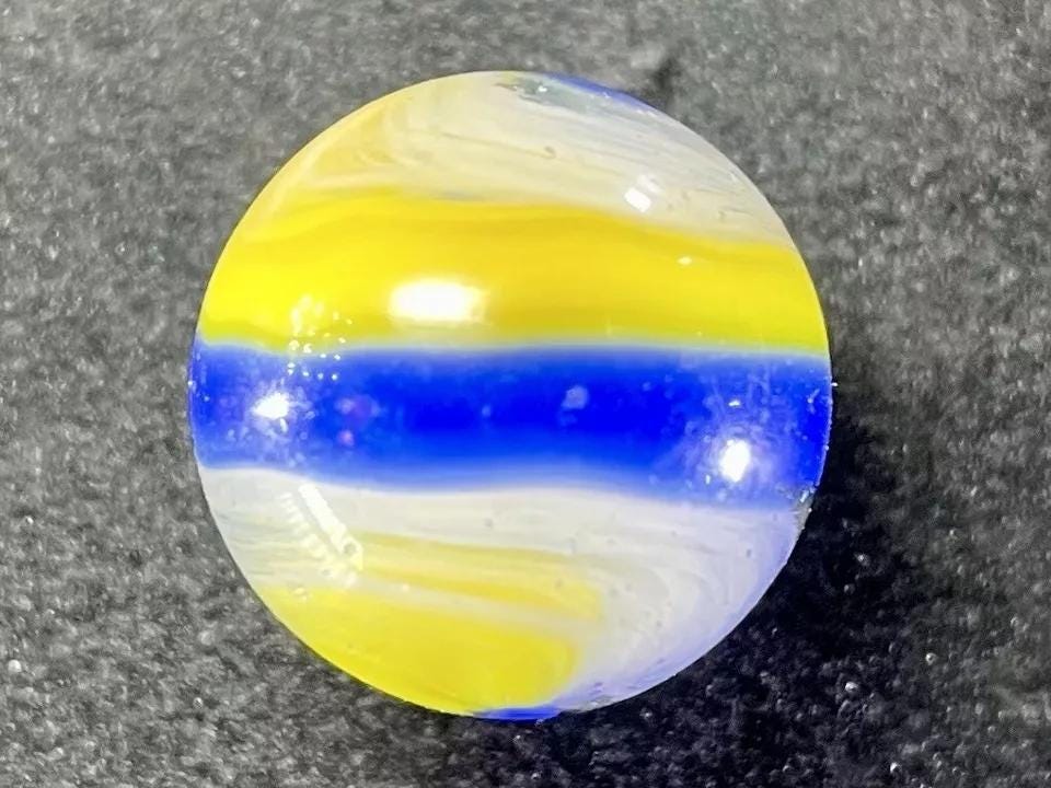 Vintage Marbles. AKRO Agate Blue Yellow Popeye. 5/8 Mint Range - Etsy