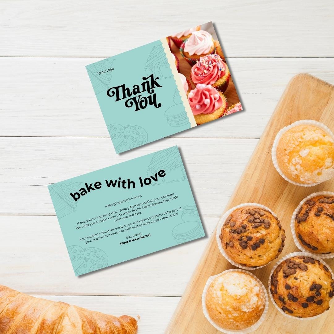 Baked With Love: Editable Canva Thank You Card for Cafes and Bakeries ...