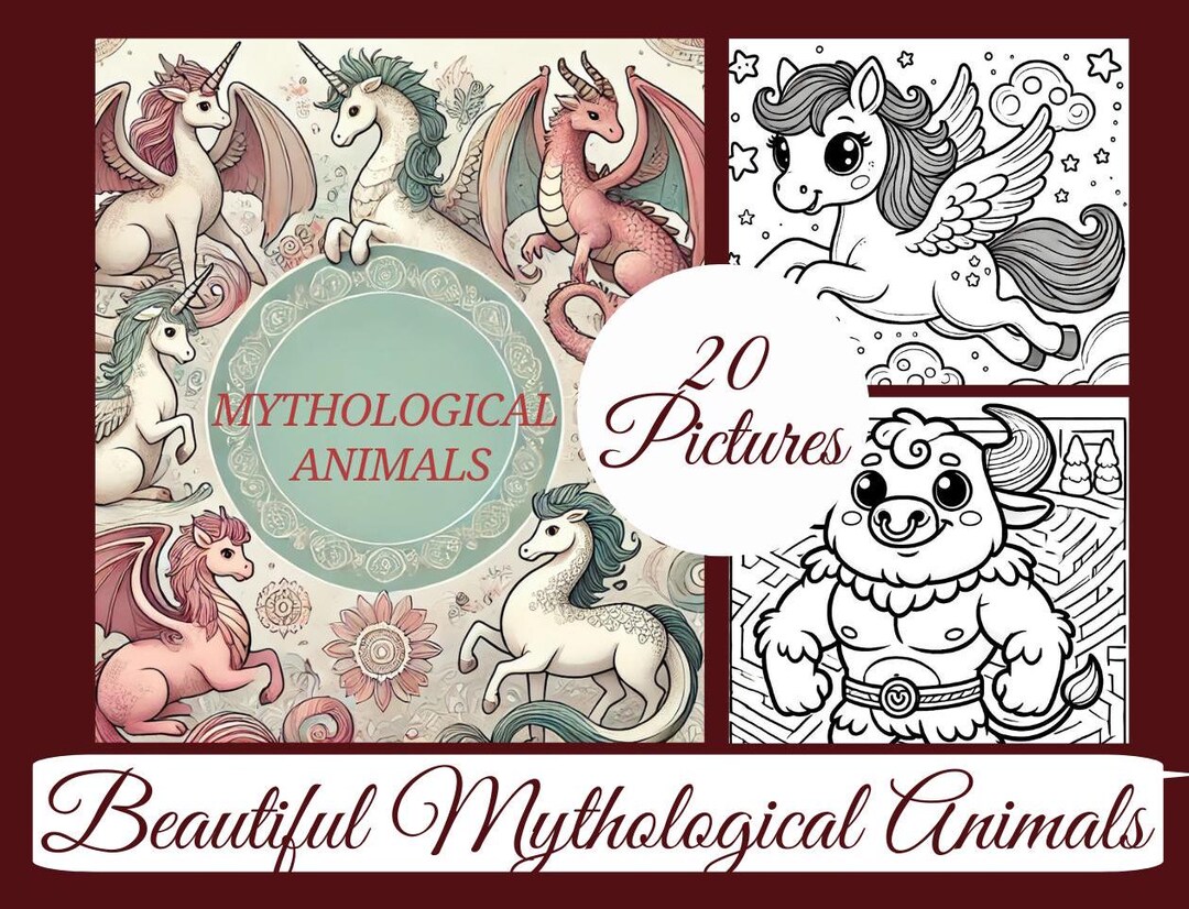 20 Pictures Magical Mythical Creatures Mandala Coloring Book for Kids ...