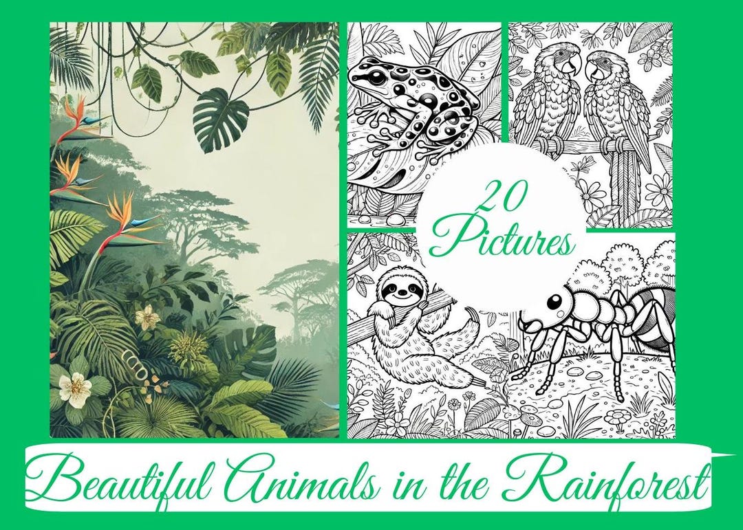20 Rainforest Animals Coloring Pages – Jaguar, Sloth, Macaw, Monkey ...