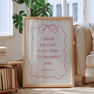 Philippians 1:3 Pink Wall Art, Modern Scripture Wall Art, Bible Verse ...