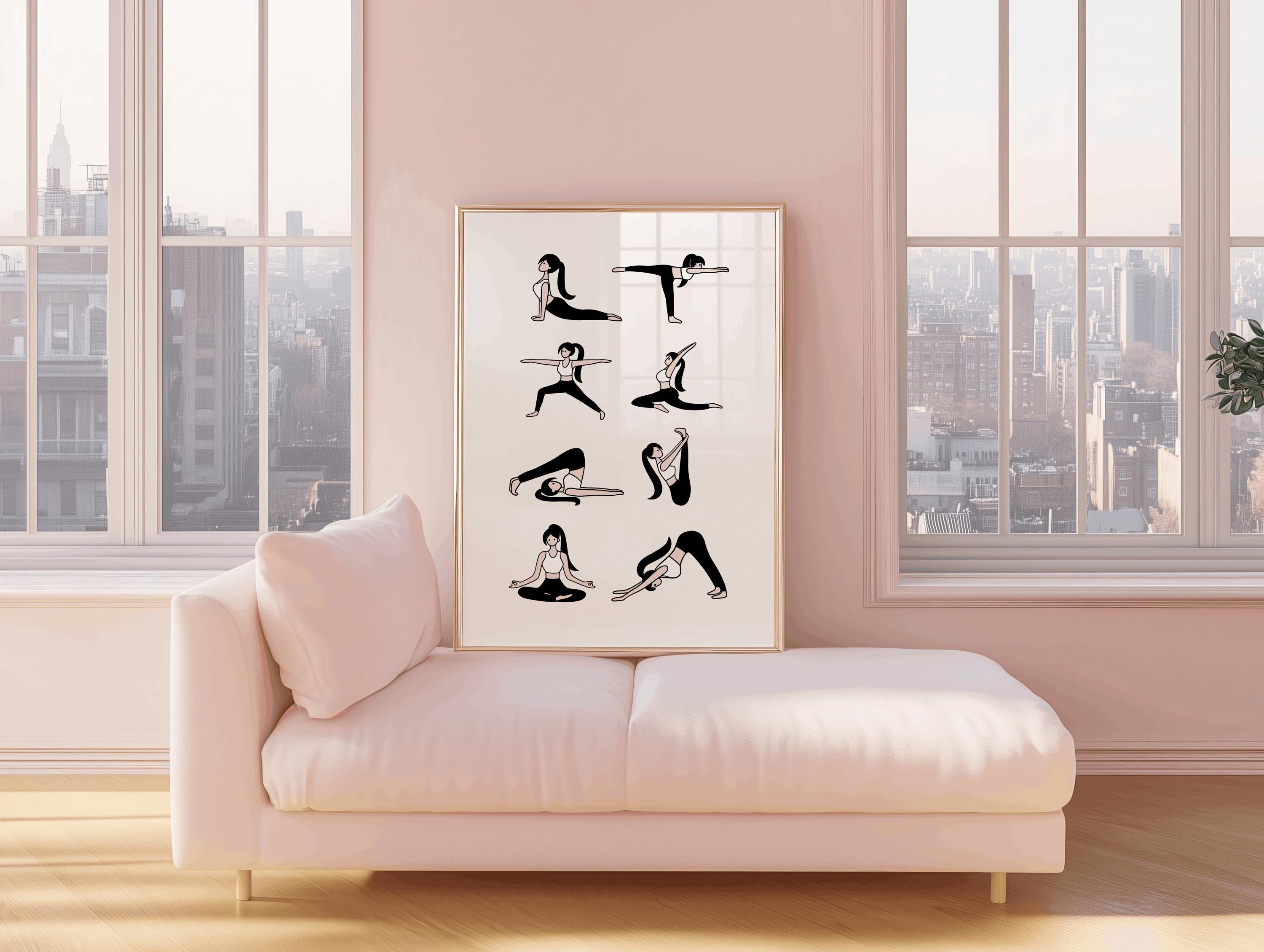 Pilates Poses Chart Wall Art, Pilates Reformer Studio Decor, Gym Coach ...
