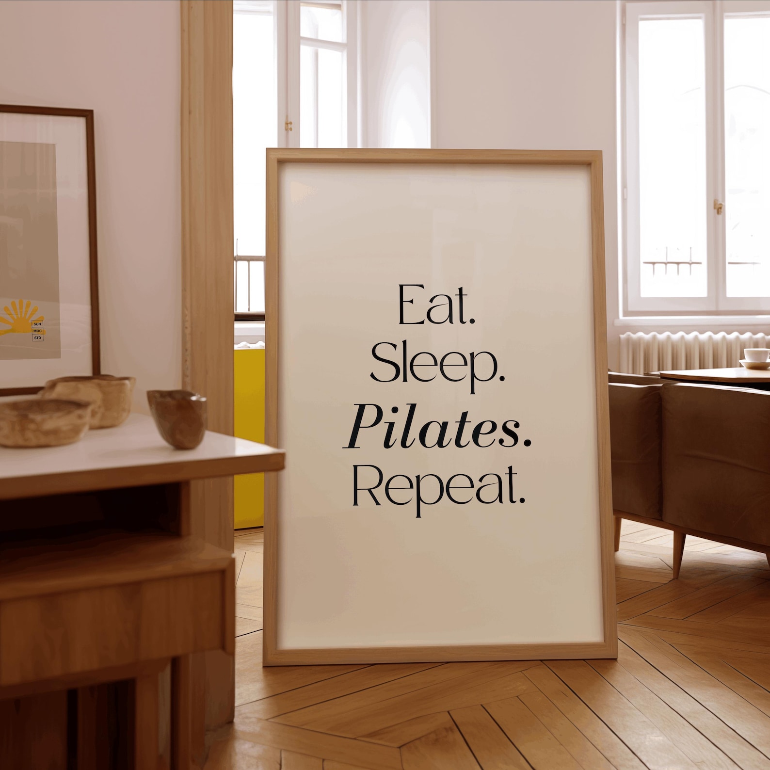 Eat Sleep Pilates Repeat Wall Art, Pilates Studio Decor, Gym Workout ...