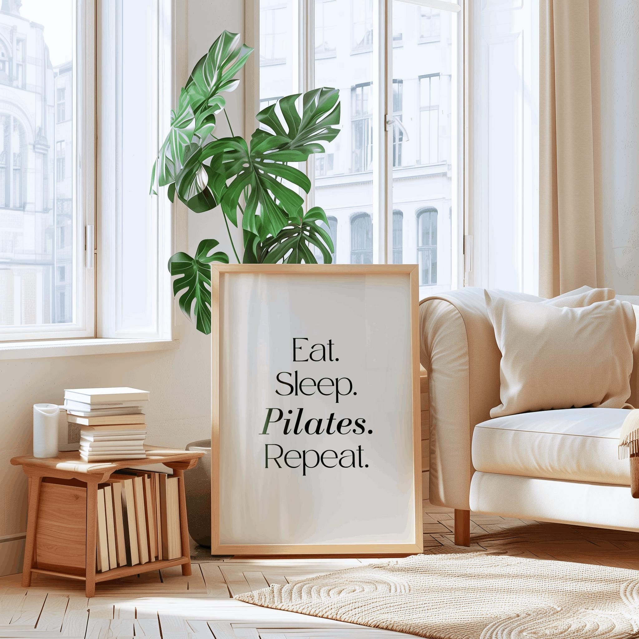 Eat Sleep Pilates Repeat Wall Art, Pilates Studio Decor, Gym Workout ...