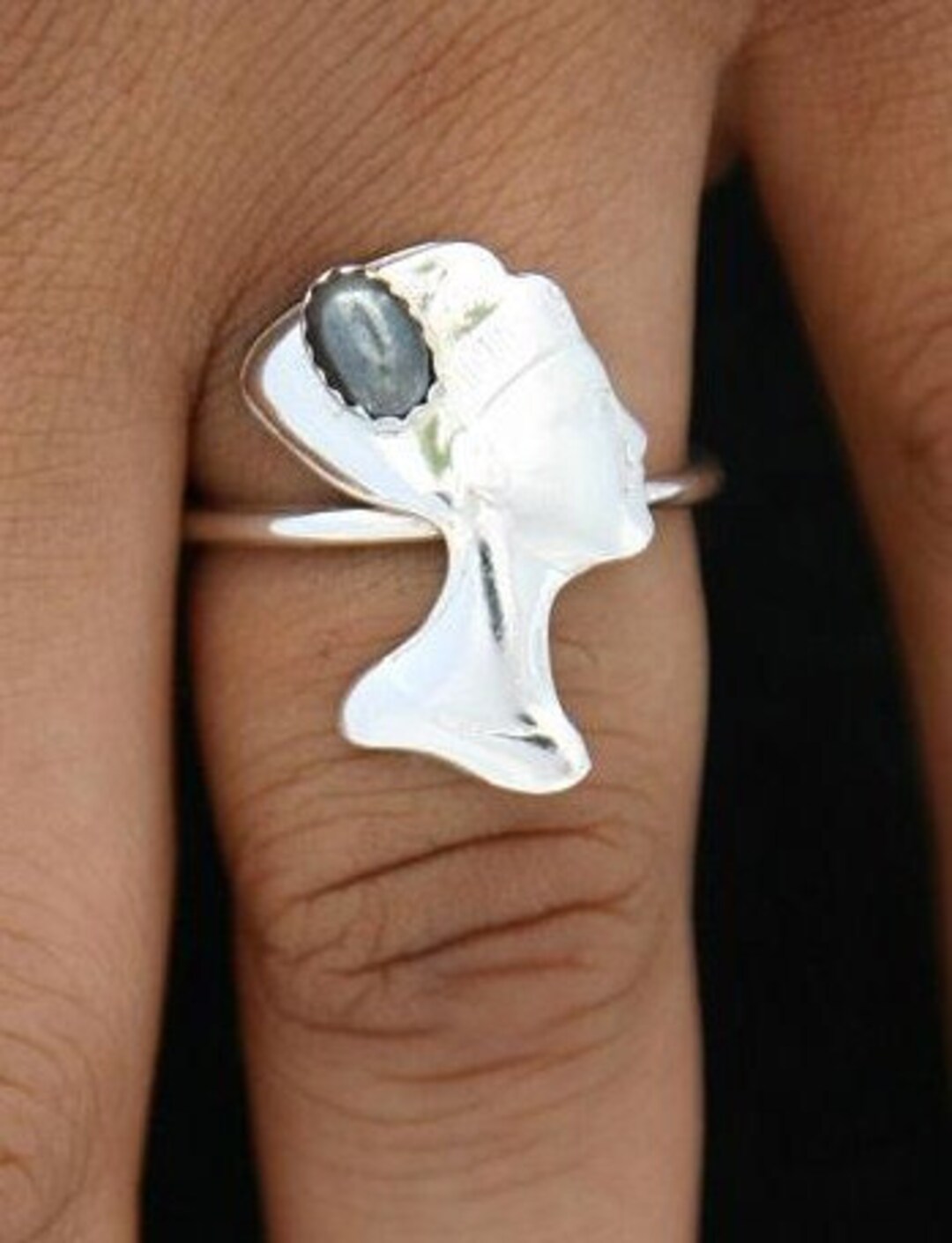 Afrocentric Sterling Silver Nefertiti Ring With Gemstone - Etsy