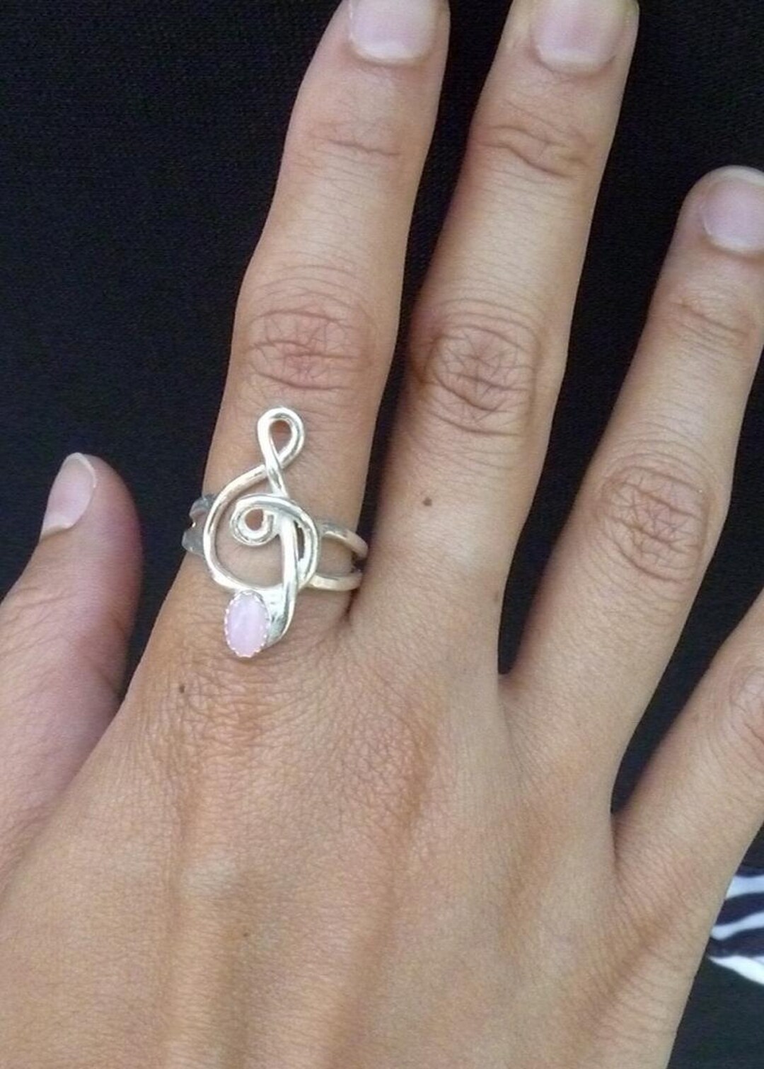 Sterling Silver Music Note Ring With Pink Stone - Etsy